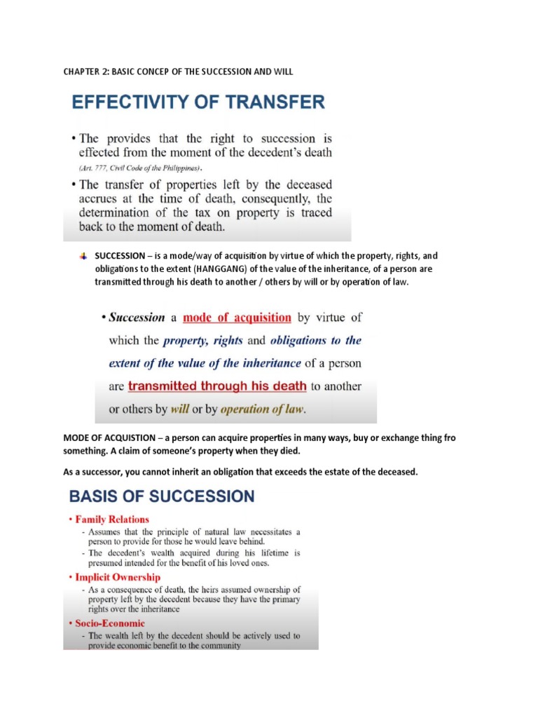 Chapter 2 Basic Concep of The Succession and Will | PDF | Will And ...