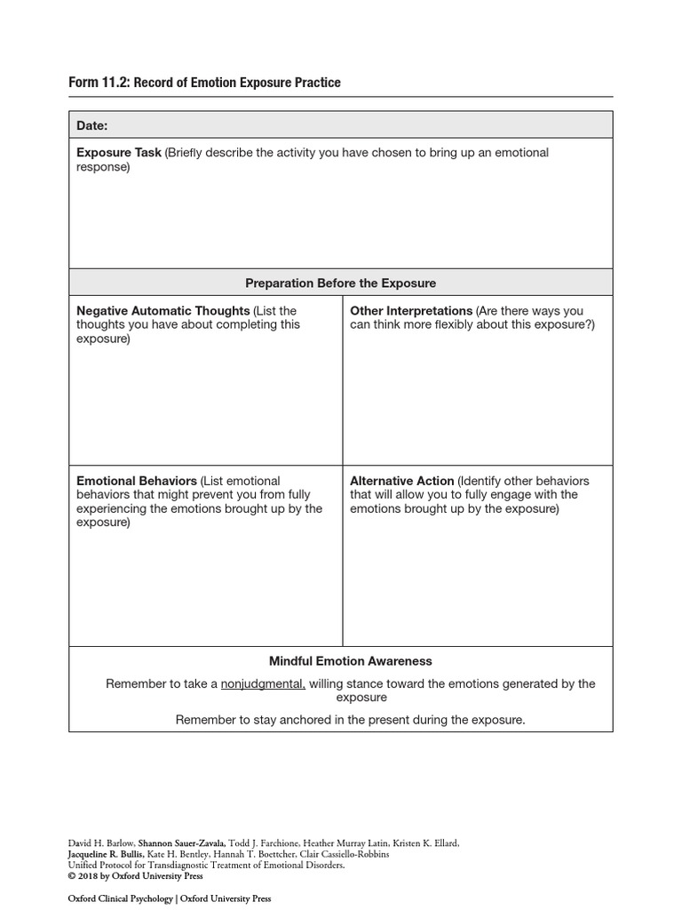 11.2 Record of Emotion Exposure Practice | PDF | Emotions | Thought