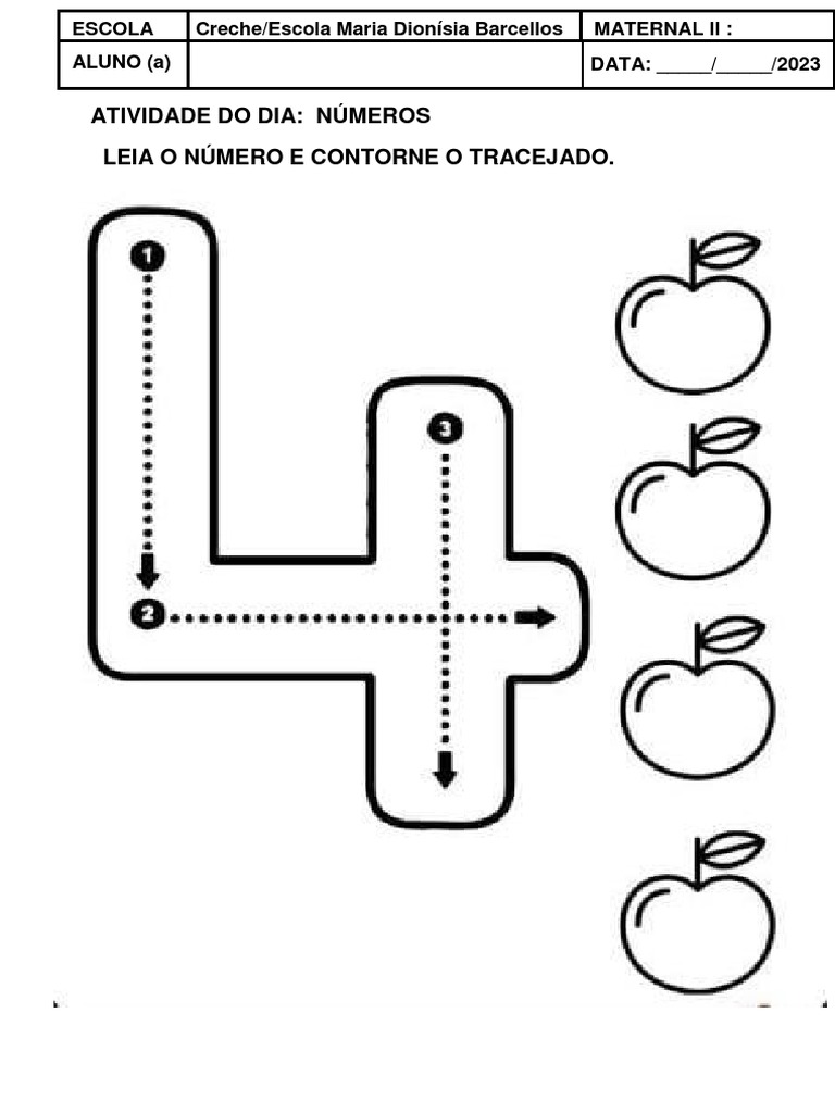 Atividade Do Dia: Números Leia O Número E Contorne O Tracejado | PDF
