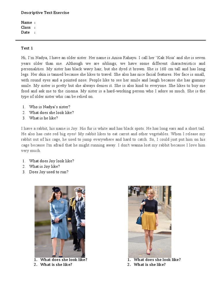 Descriptive Text Exercise - Grade 8 | PDF
