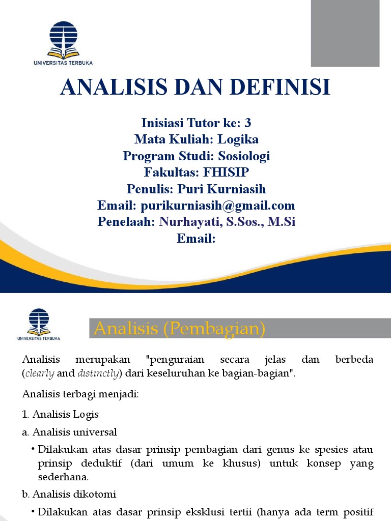 Analisis Dan Definisi | PDF