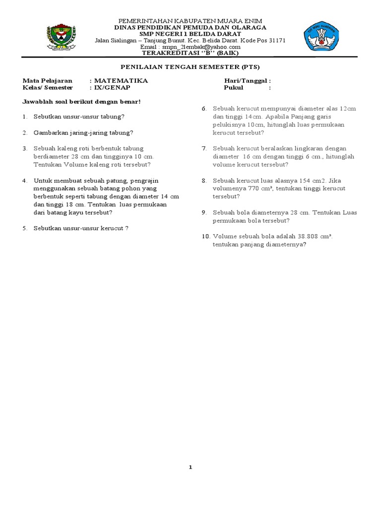 Soal UTS Kls 9 | PDF