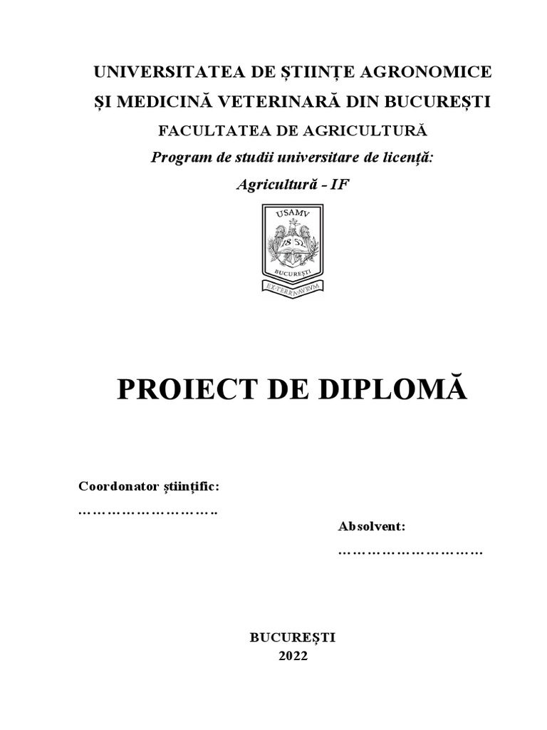 Model Proiect Diploma Agricultura If | PDF
