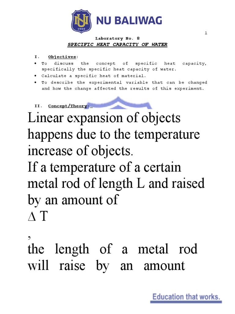 Laboratory Activity 8 Specific-Heat | PDF | Heat | Heat Capacity