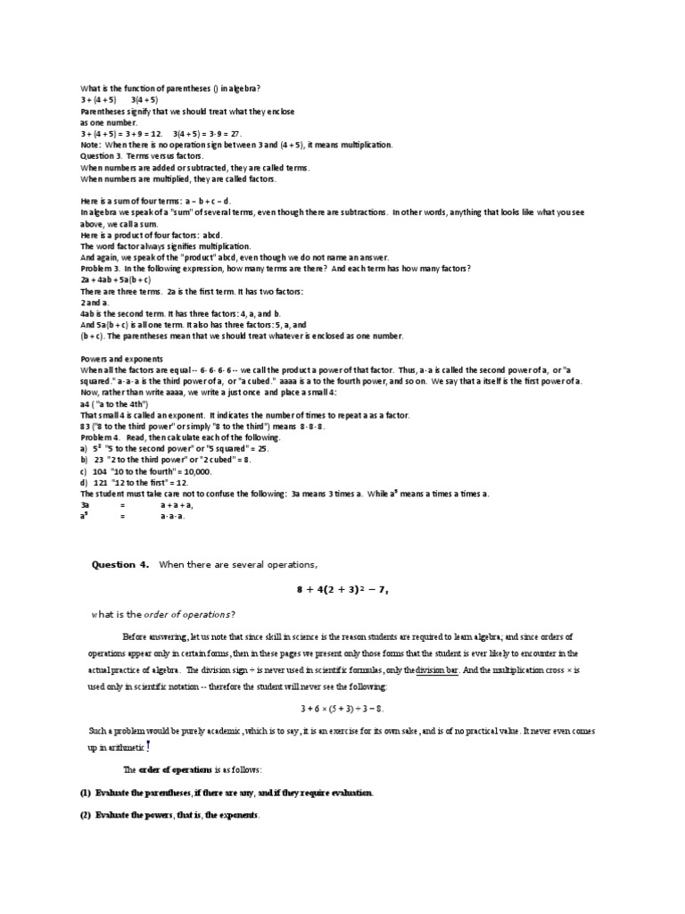What Is The Function of Parentheses | PDF | Multiplication | Numbers