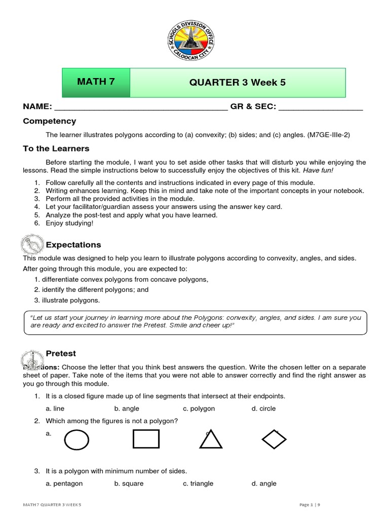 Math 7 Q3 Week 5 | PDF | Polygon | Convex Set
