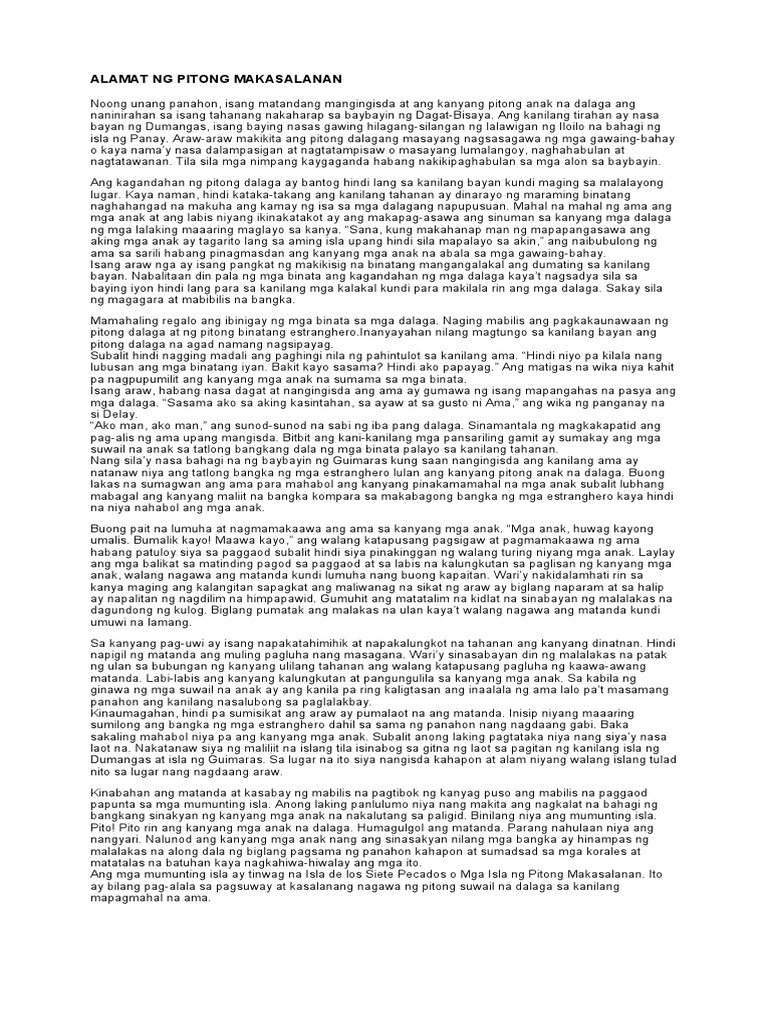 Alamat NG Pitong Makasalanan | PDF