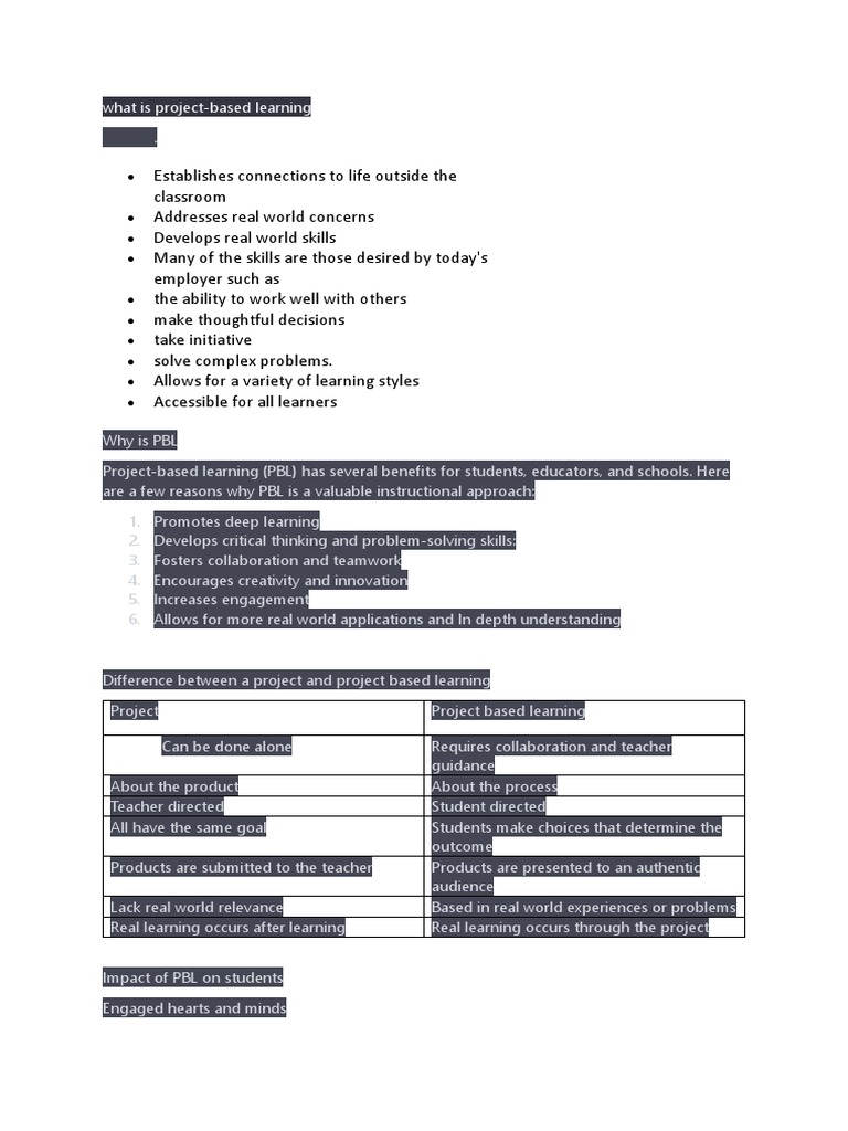 What Is Project Based Learning | PDF | Project Based Learning ...