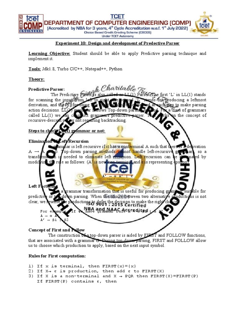 SPCC Exp 10 | PDF | Parsing | Software Engineering