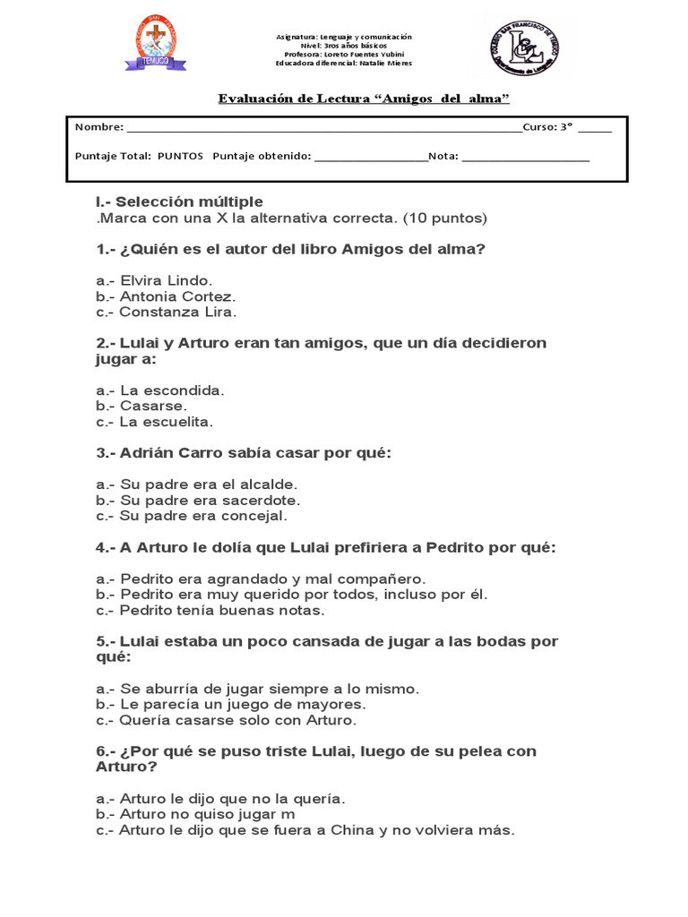 Prueba Amigos Del Alma | PDF