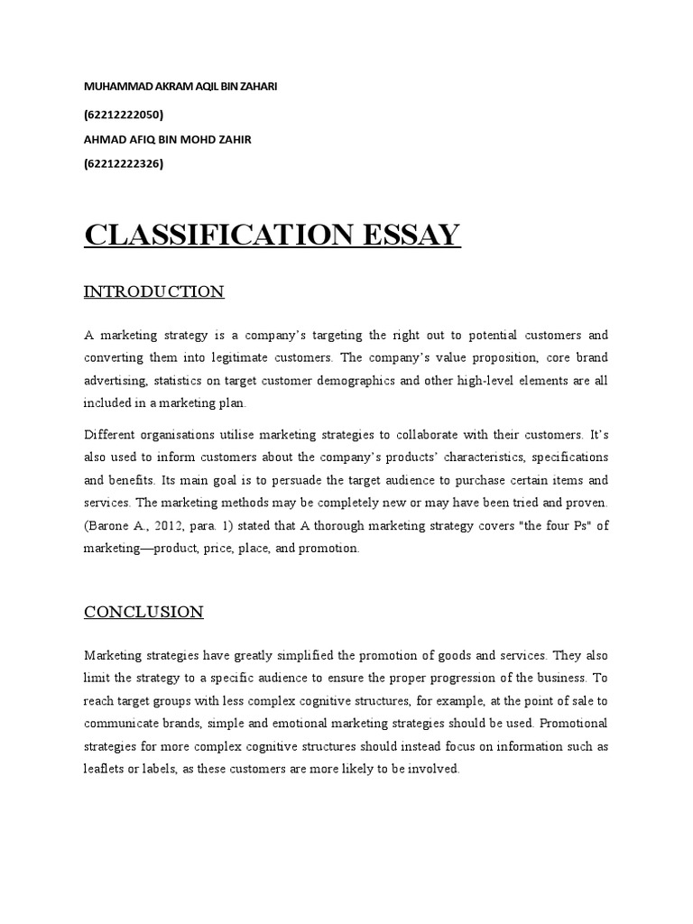 Classification Essay | PDF