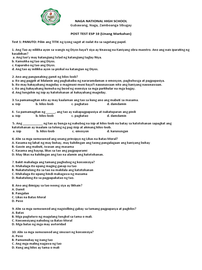 Pre-Post Test | PDF