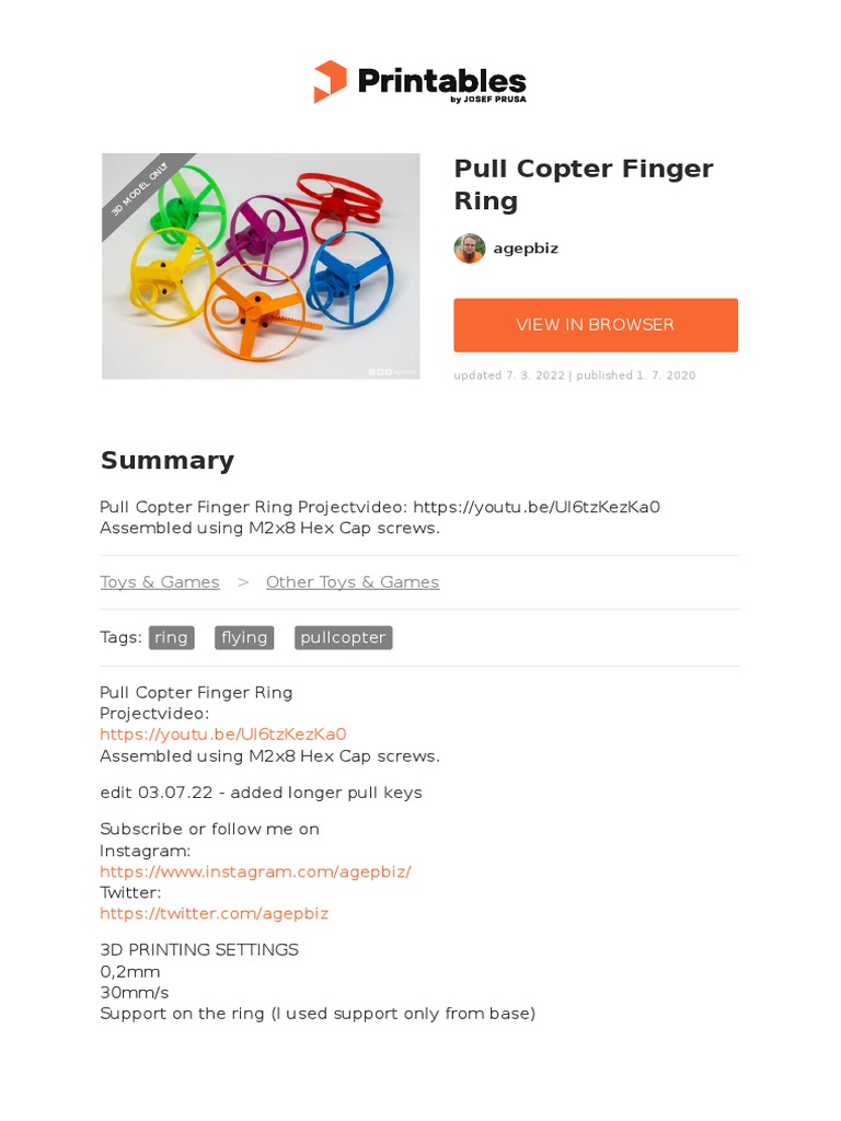 Pull Copter Finger Ring Project | PDF