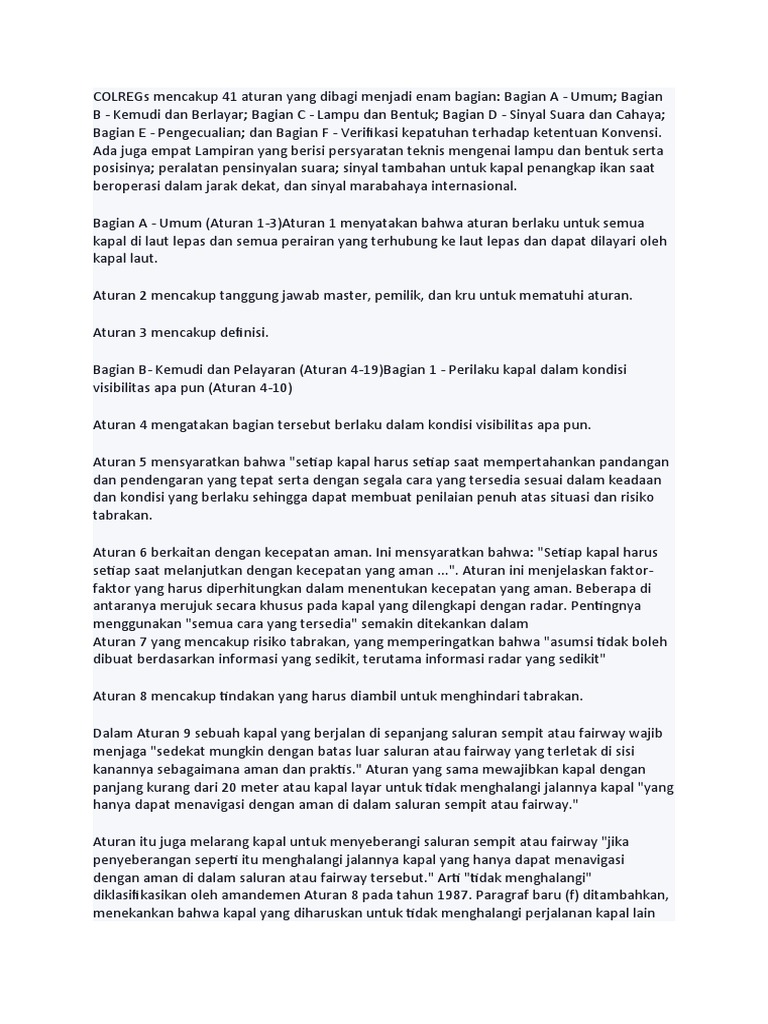 Aturan COLREGs untuk Navigasi Kapal | PDF