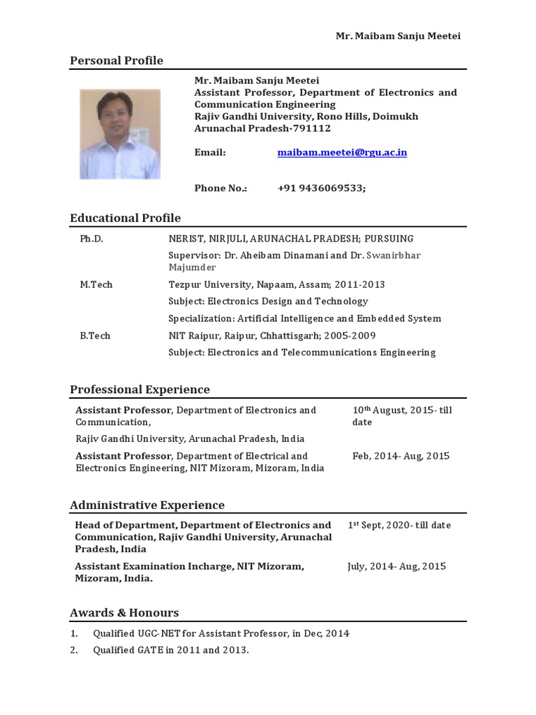 CV of Faculty With Instructions MAIBAM | PDF | Engineering | Science