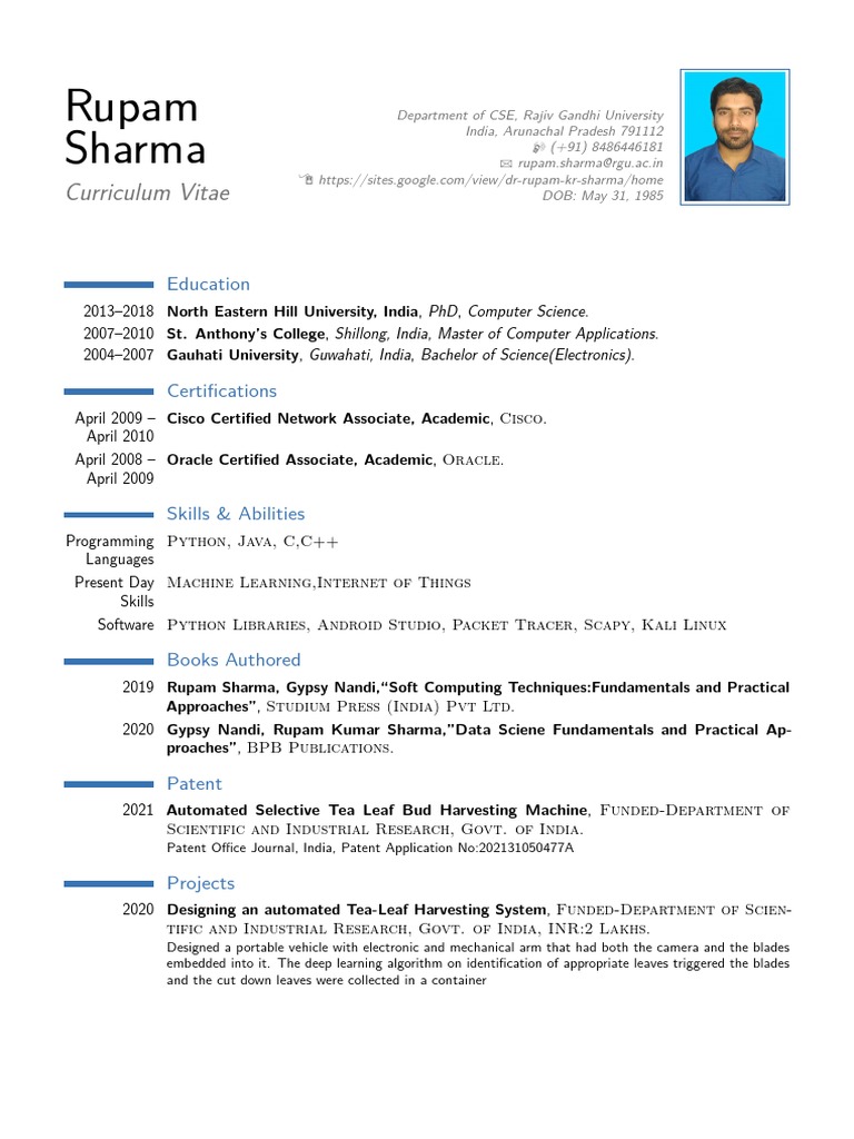 Rupam Sharma CV: CSE Professor & Researcher | PDF