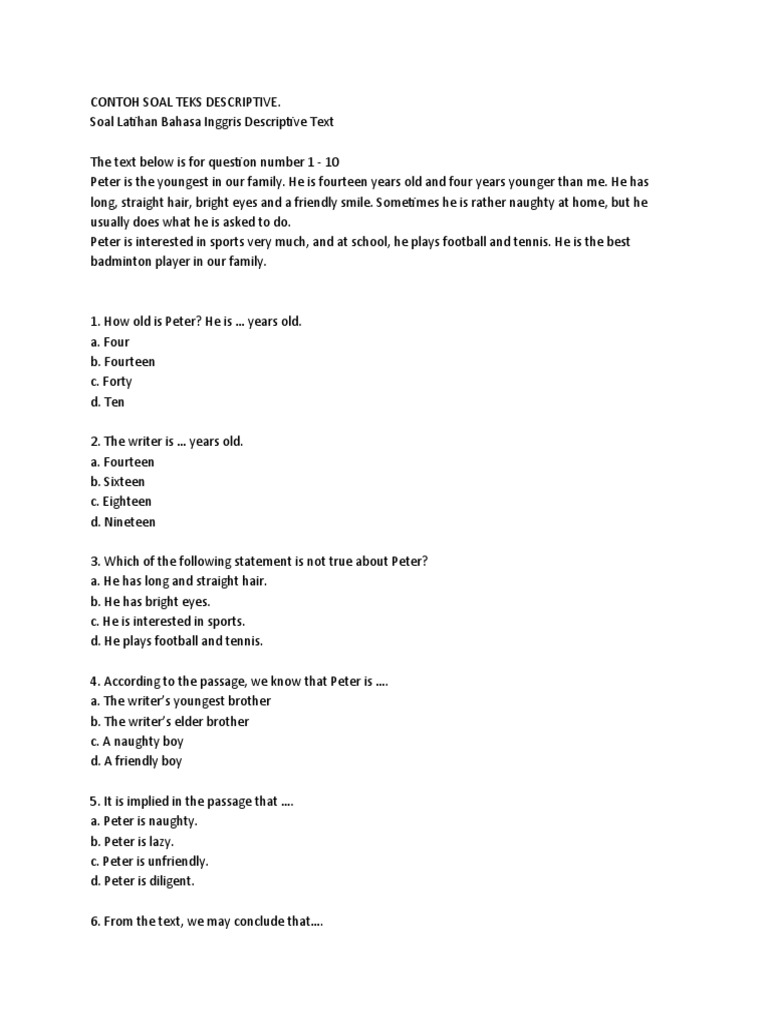 Latihan Soal Teks Descriptive Big | PDF | Shoe