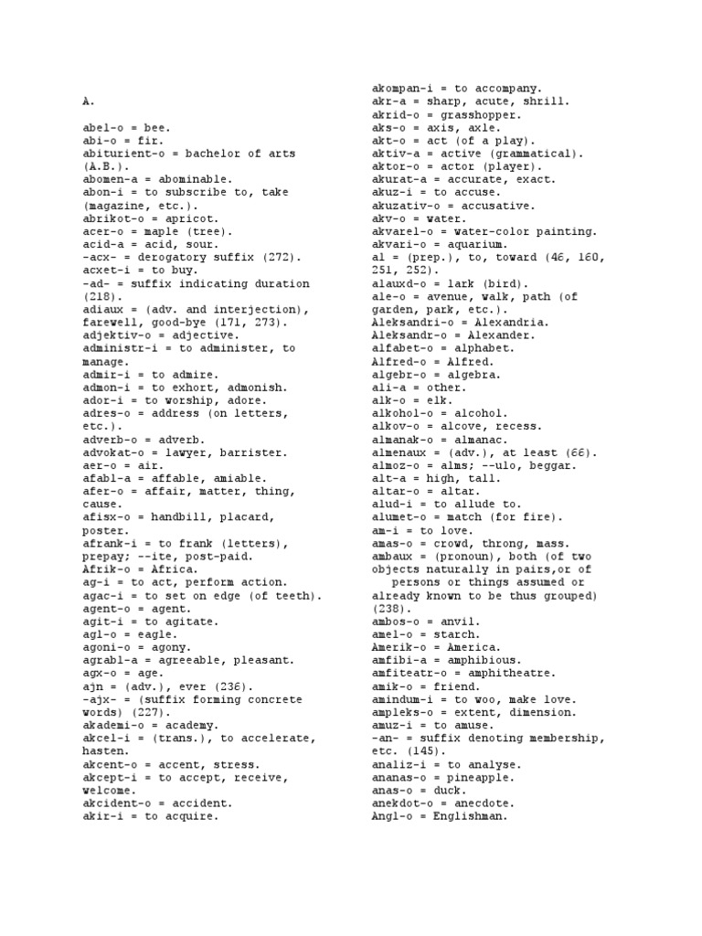 Esperanto Dictionary | Nature