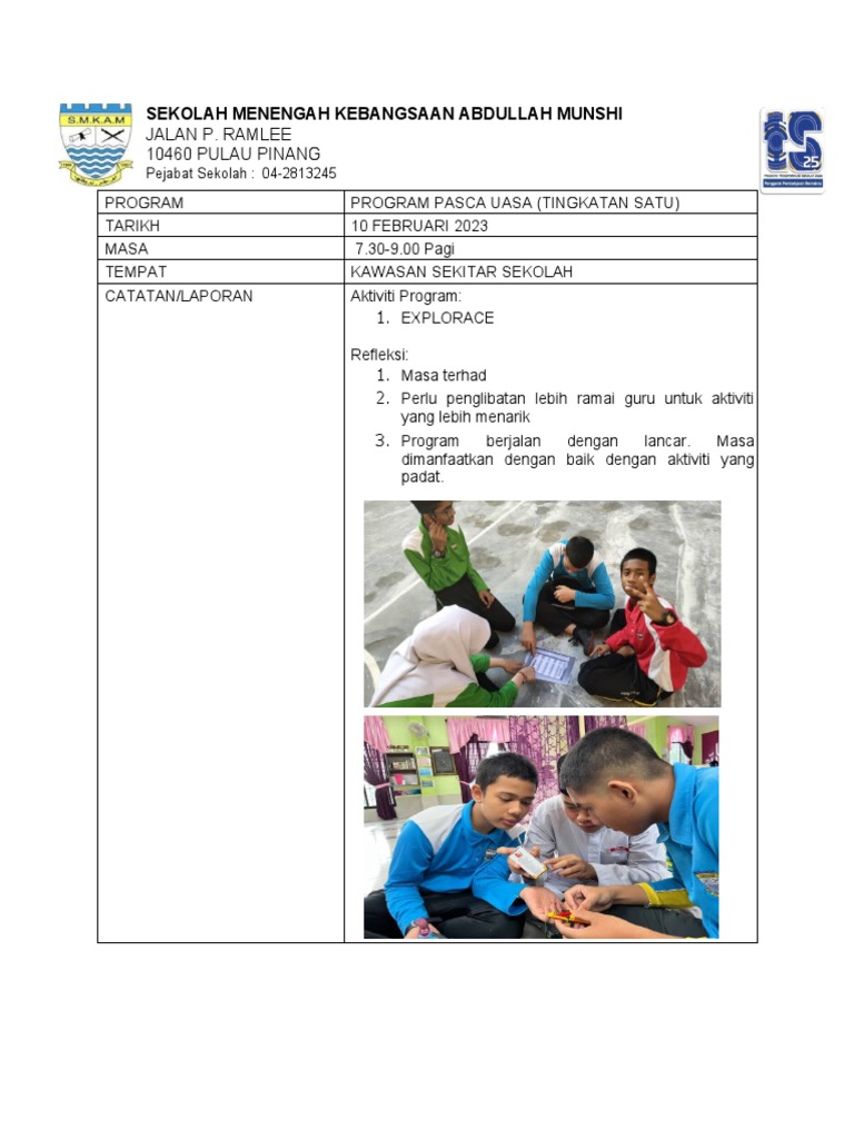 LAPORAN PROGRAM PASCA UASA 10 Feb 23 | PDF