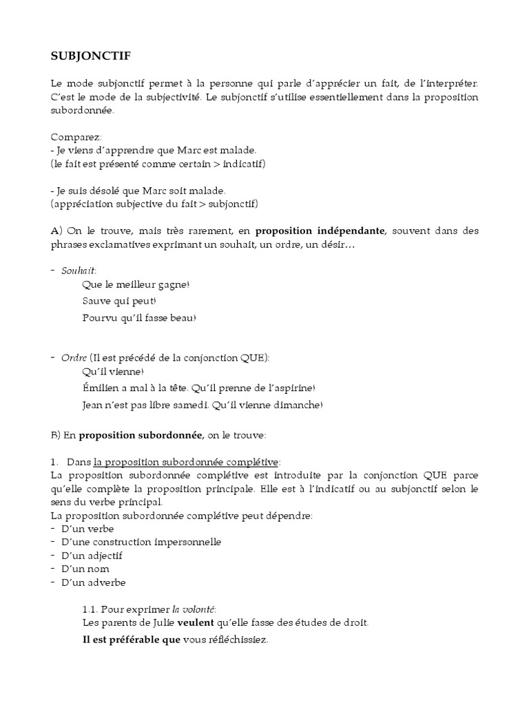 Utilisation du Subjonctif en Français | PDF