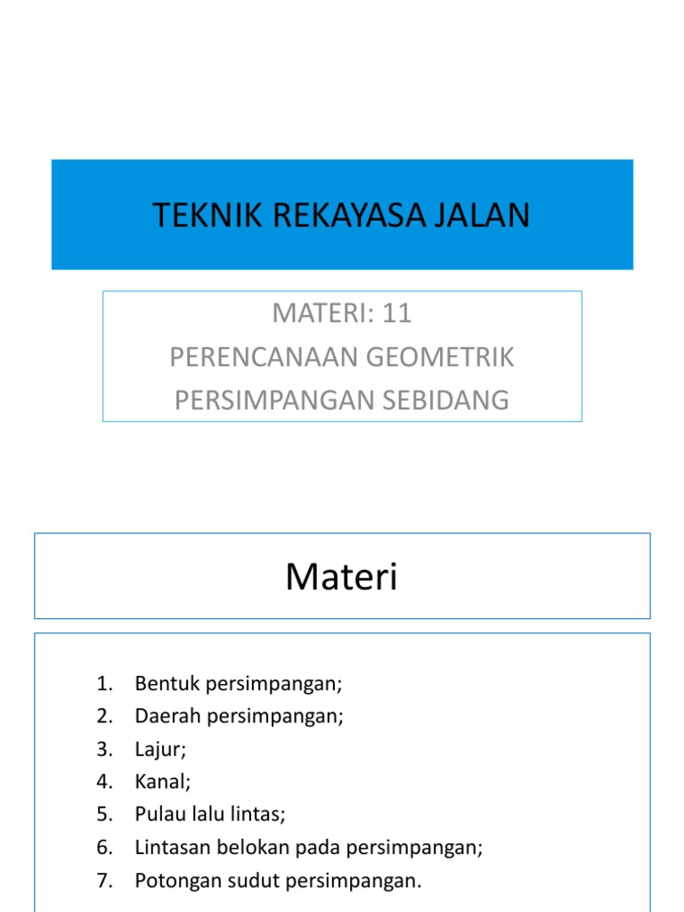 Perencanaan Geometrik Persimpangan Sebidang | PDF