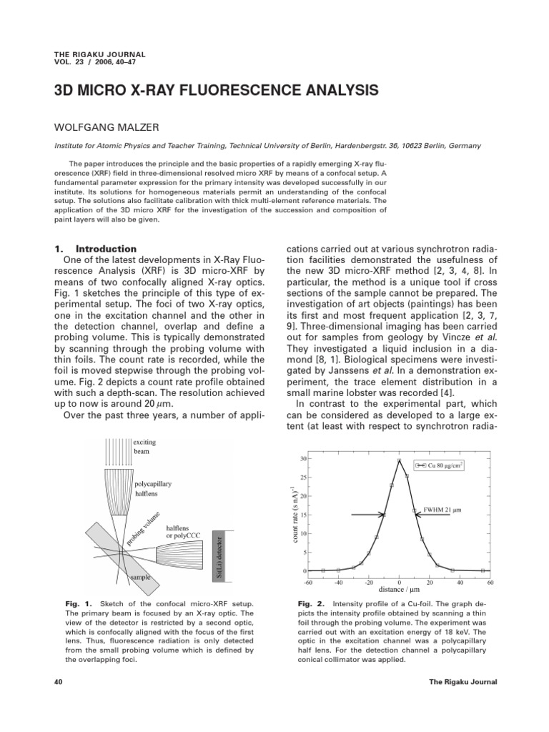 3D Micro XRF: Principles and Applications | PDF | Confocal Microscopy ...