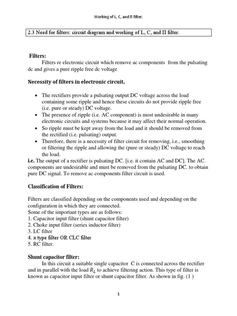 2.3 Filters Circuit | PDF | Rectifier | Electronic Filter