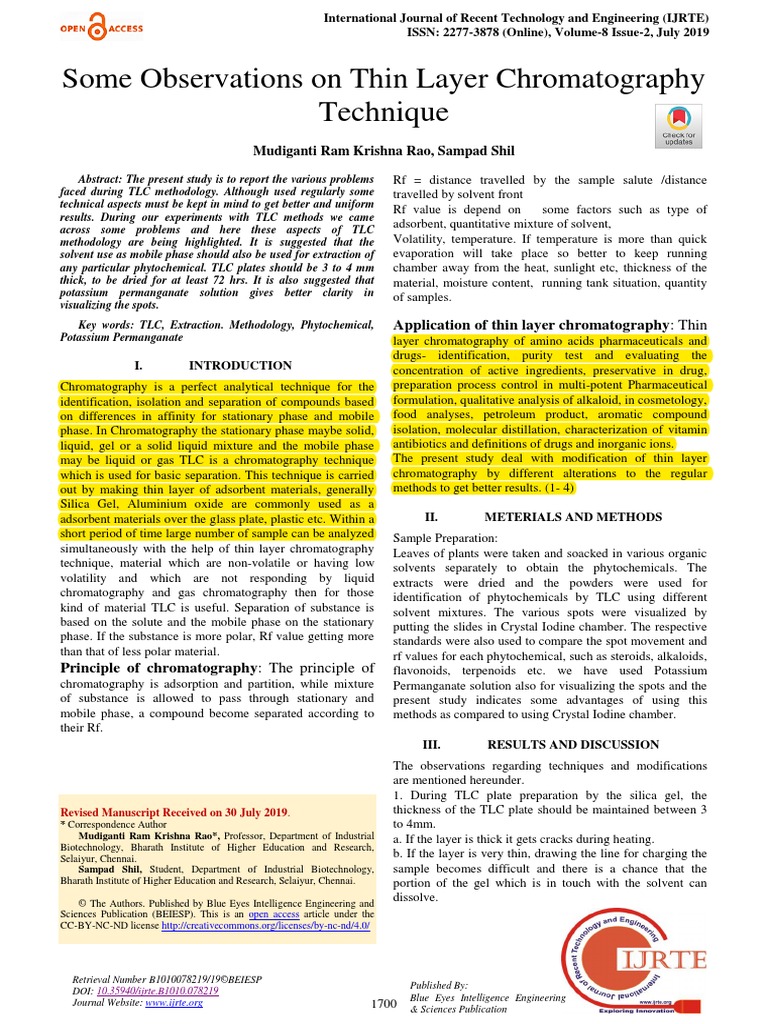 Some Observations On Thin Layer Chromatography Technique | PDF | Thin Layer Chromatography ...