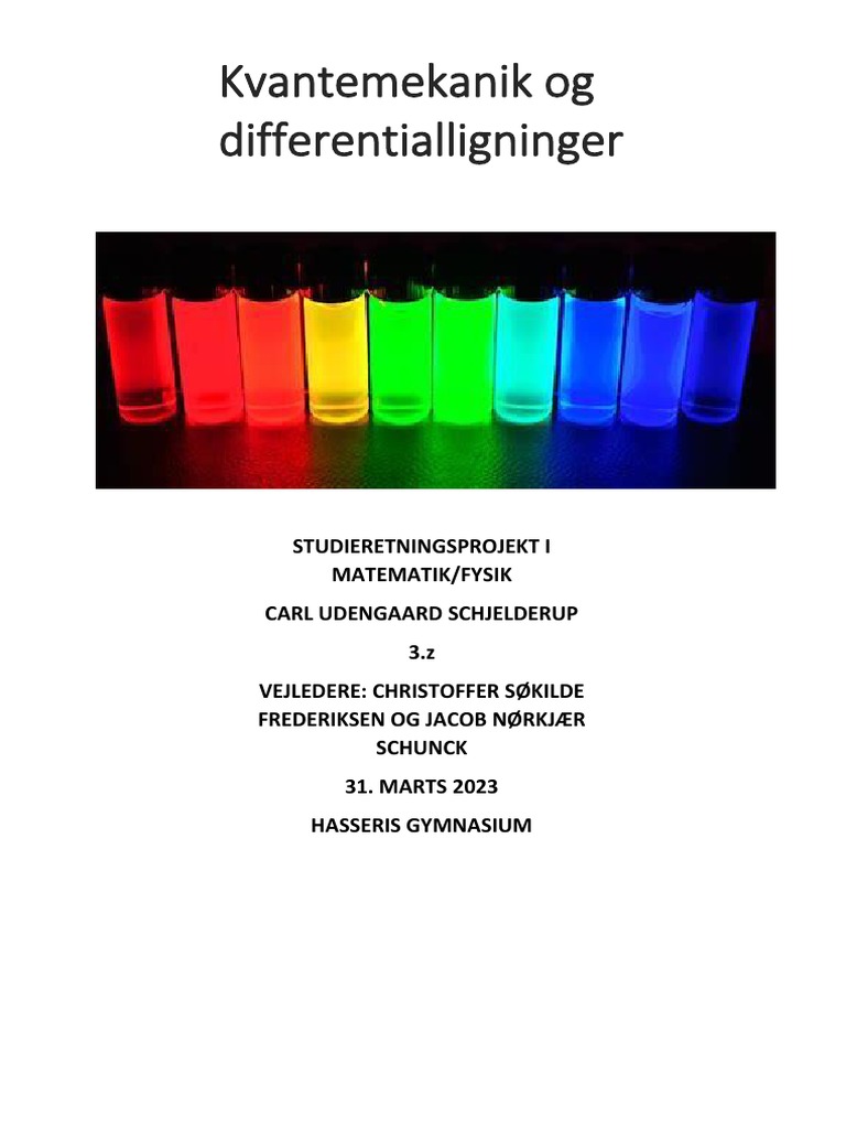 Kvantemekanik Og Differentialligninger | PDF