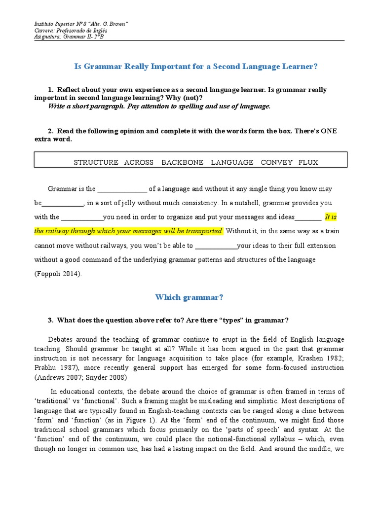 Importance of Grammar in Language Learning | PDF | Grammar | Adverb
