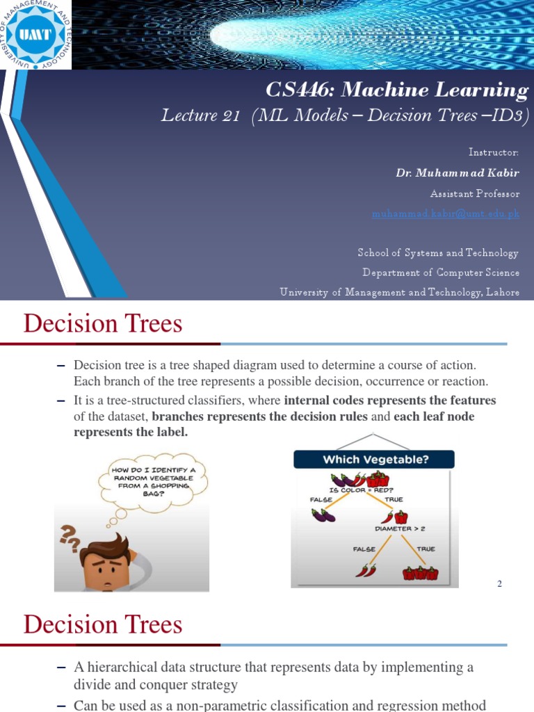CS446: Machine Learning: Lecture 21 (ML Models - Decision Trees - ID3) | PDF | Statistical ...
