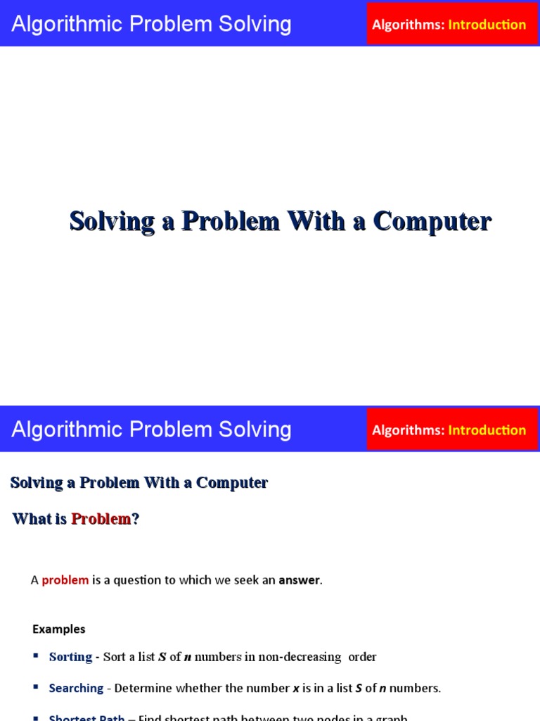 Algorithmic Problem Solving | PDF | Algorithms | Time Complexity Algorithmic Problem Solving | PDF | Algorithms | Time Complexity