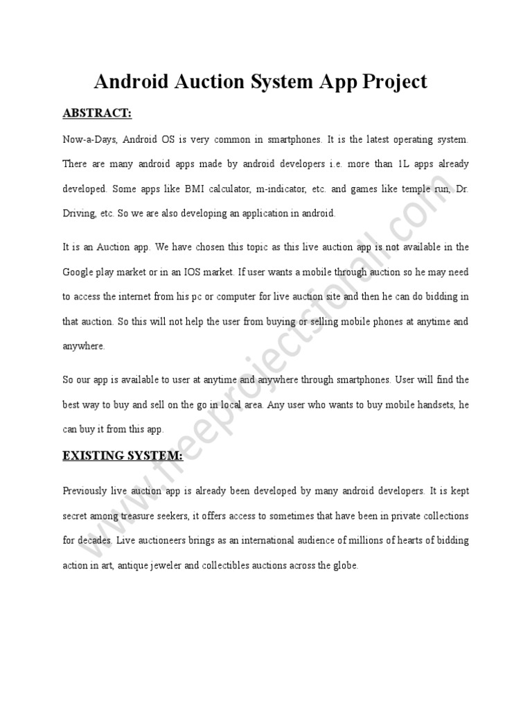 Auction System | PDF | Auction | Android (Operating System)