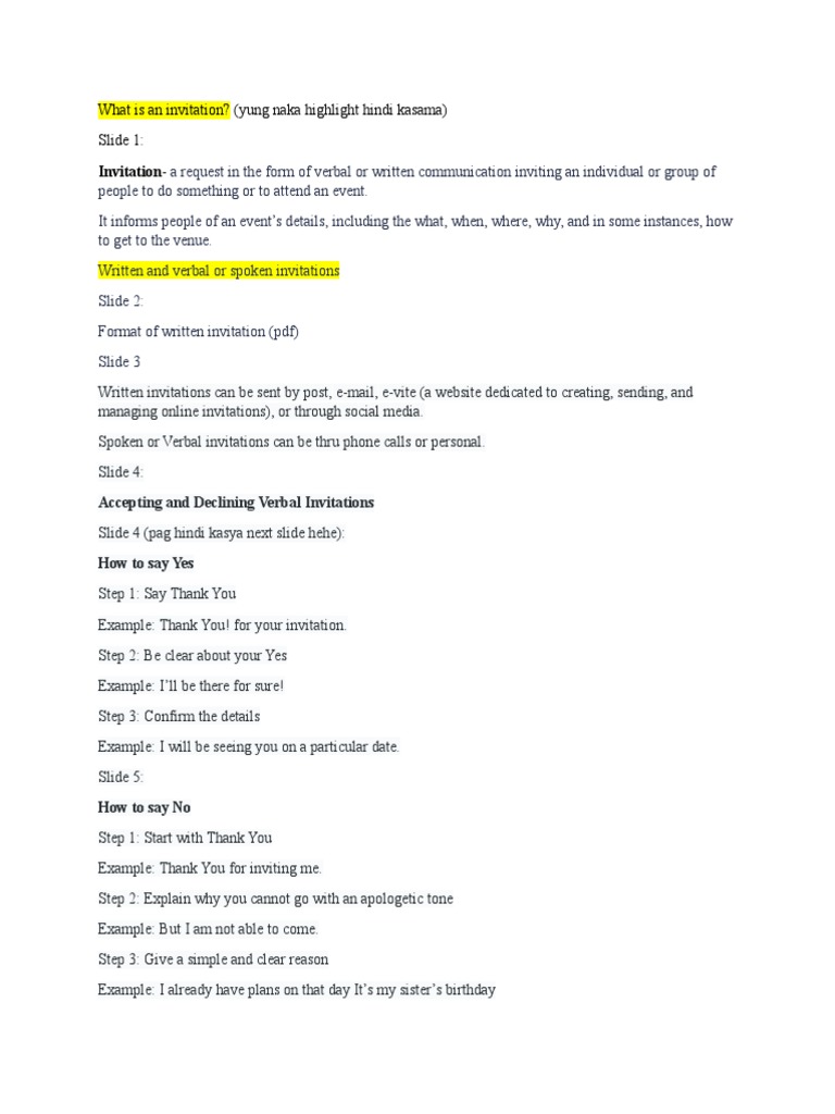 Responding To Invitation | PDF