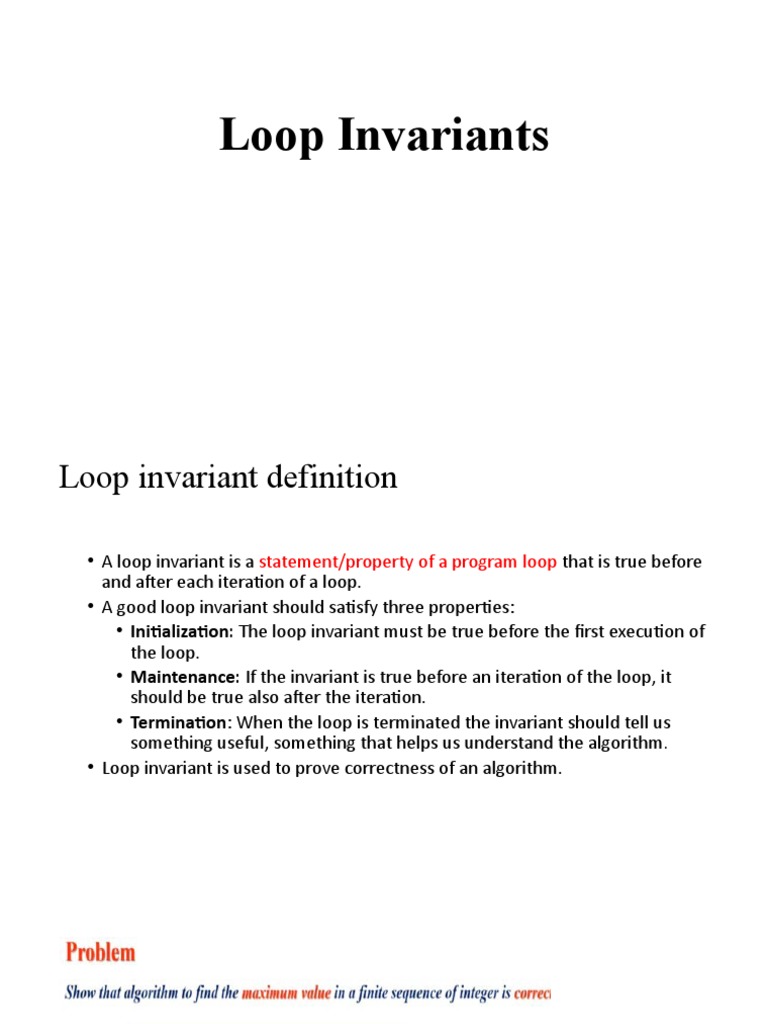 Essential Properties of Loop Invariants: Initialization, Maintenance and Termination | PDF