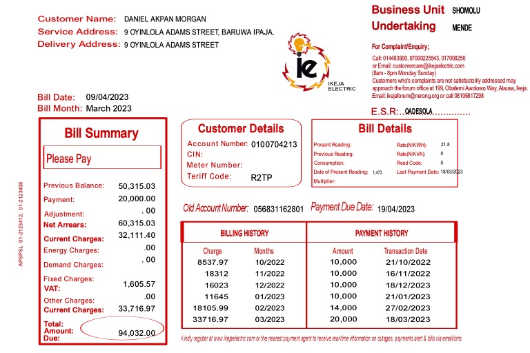 Utility Bill in Lagos | PDF