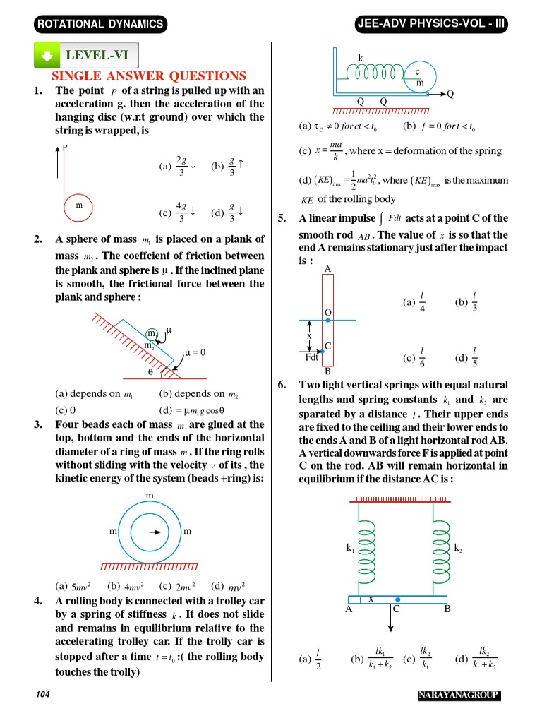 JEE Advanced Physics: Rotational Dynamics | PDF | Rotation Around A ...