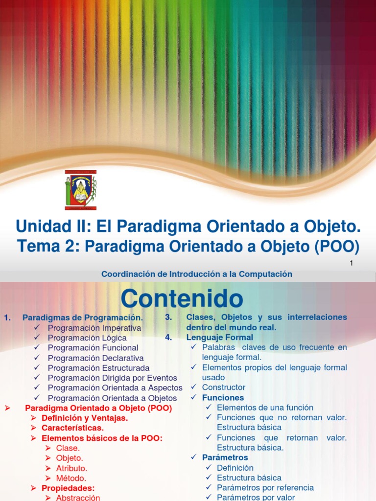 Unidad II: El Paradigma Orientado A Objeto. Tema 2 | PDF | Objeto (informática) | Programación ...