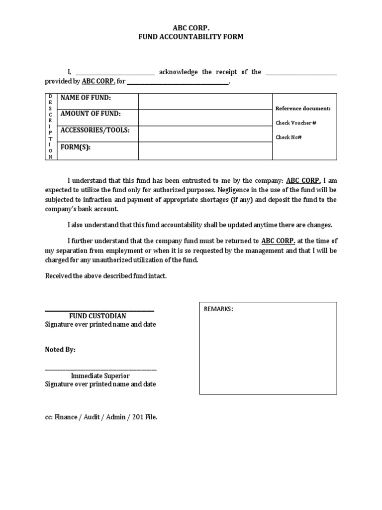 FUND ACCOUNTABILITY FORM (Blank) | PDF