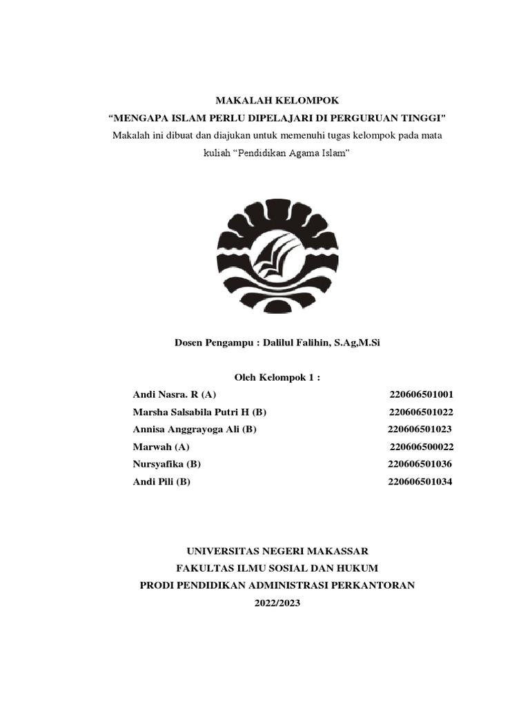 Makalah Agama Kelompok 1 (Pend Adm Perkantoran A&B) | PDF