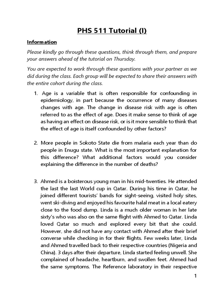 Epidemiology Tutorial 1 | Download Free PDF | Infection | Epidemiology