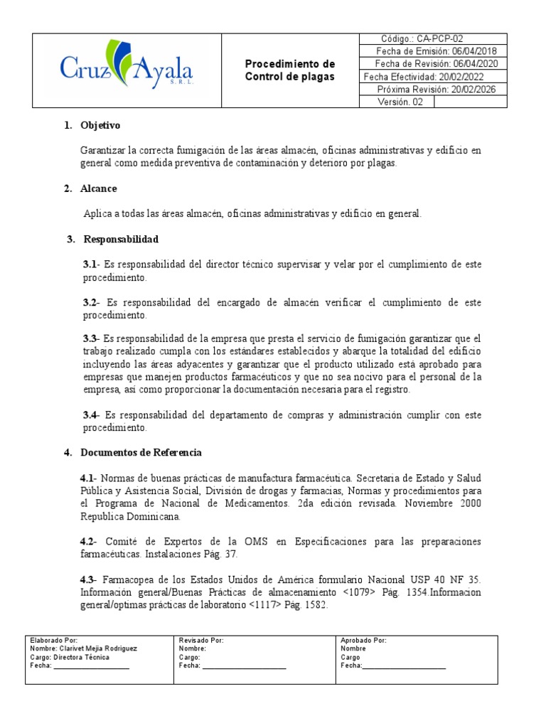 Procedimiento Control de Plagas | PDF | Farmacia | Pesticida