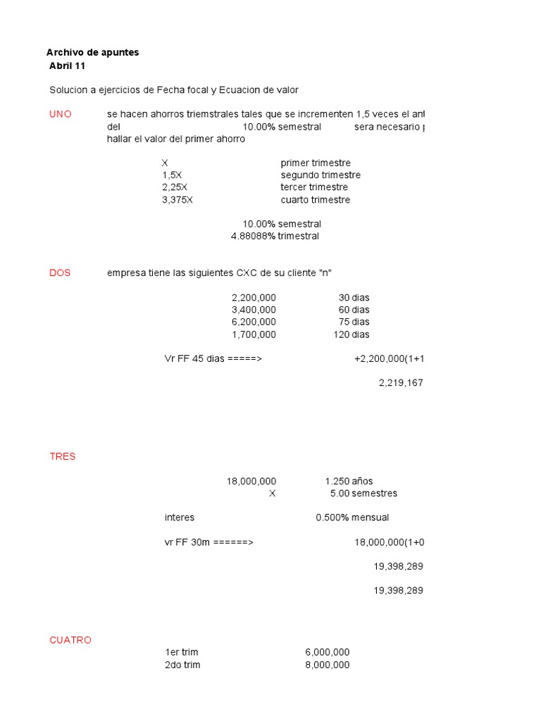 Resumen de ejercicios de valor presente, valor futuro y tasas de interés | PDF | Propiedad ...