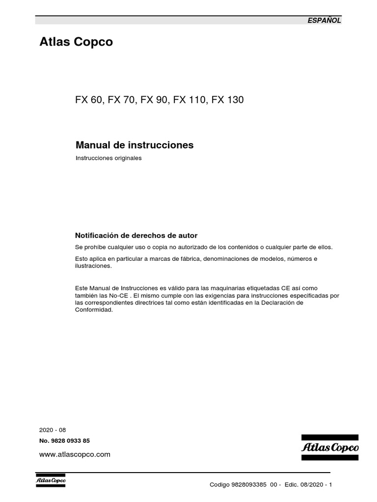 Manual de instrucciones Atlas Copco FX secadores | PDF | Refrigerador ...