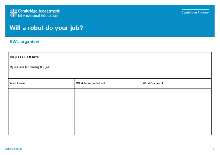 Learner Resource - Will A Robot Do Your Job - L5.1 - tcm142-467595 2 | PDF