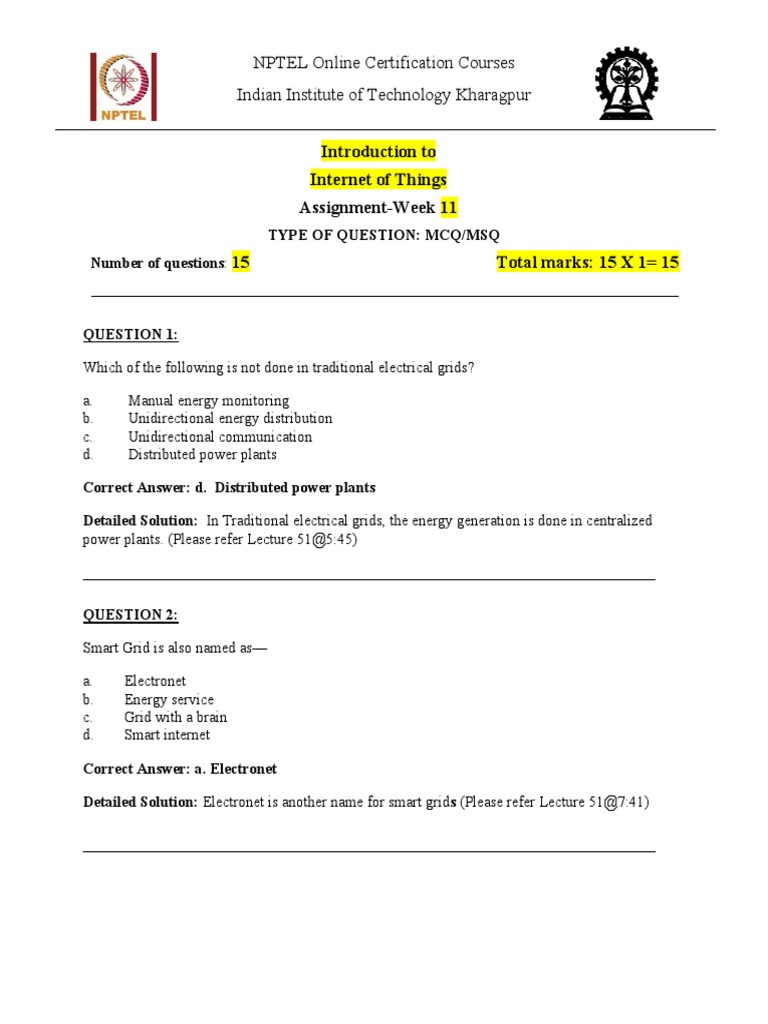 Assignment W11 | PDF | Smart Grid | Electrical Grid