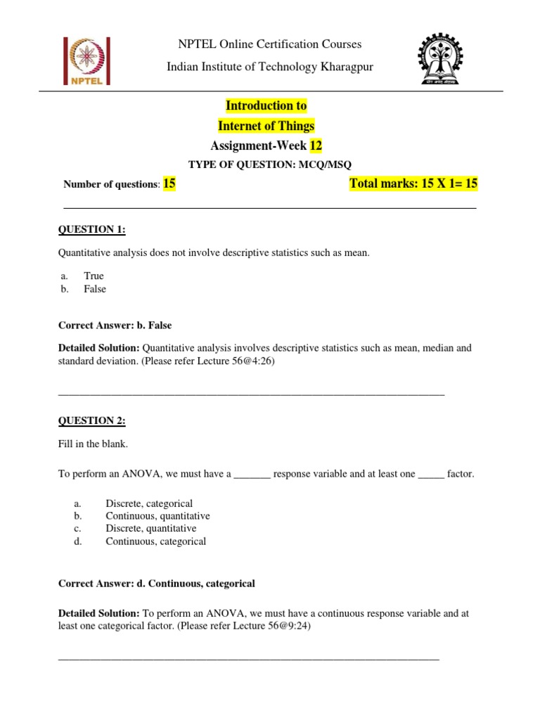 Assignment W12 | PDF | Statistics | Categorical Variable