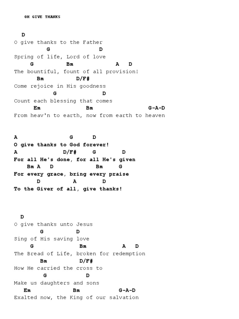 Oh Give Thanks | PDF | Glory (Religion) | Faith