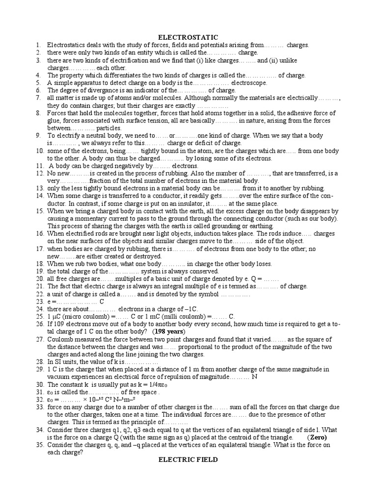 Electrostatic - 1 | PDF | Electric Charge | Dipole