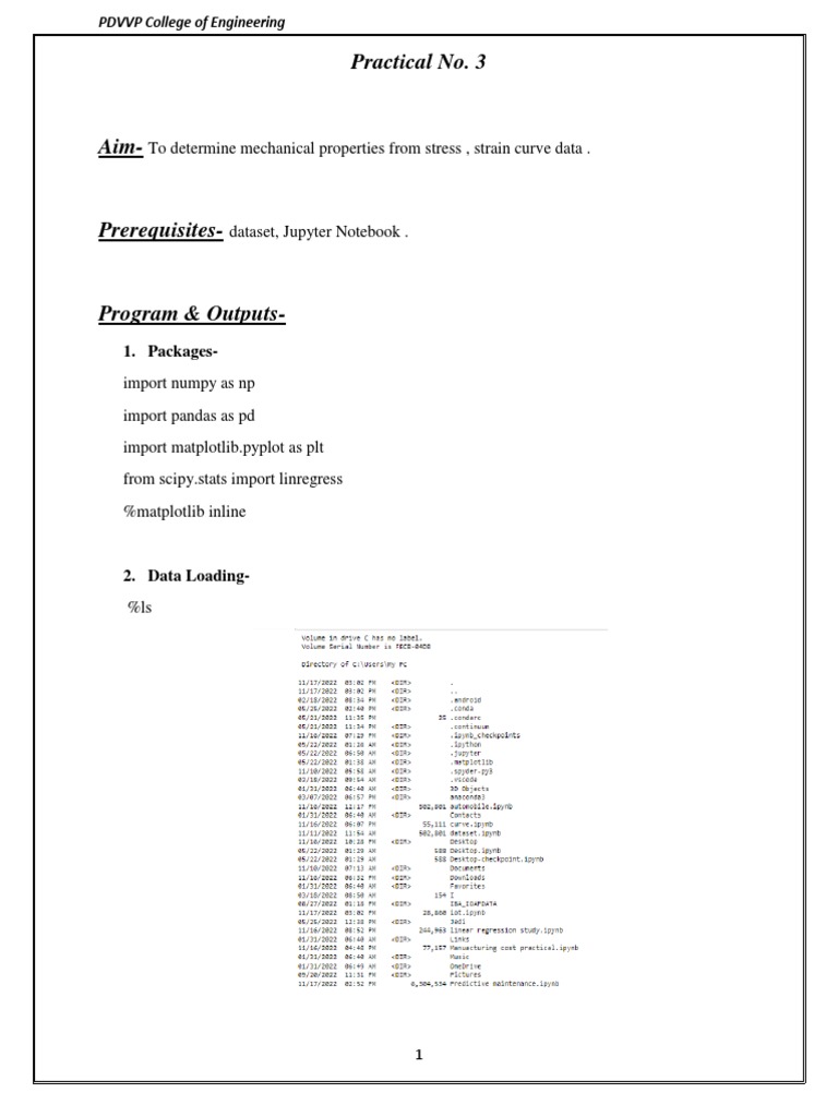 Practical No. 3: To Determine Mechanical Properties From Stress, Strain Curve Data | PDF ...